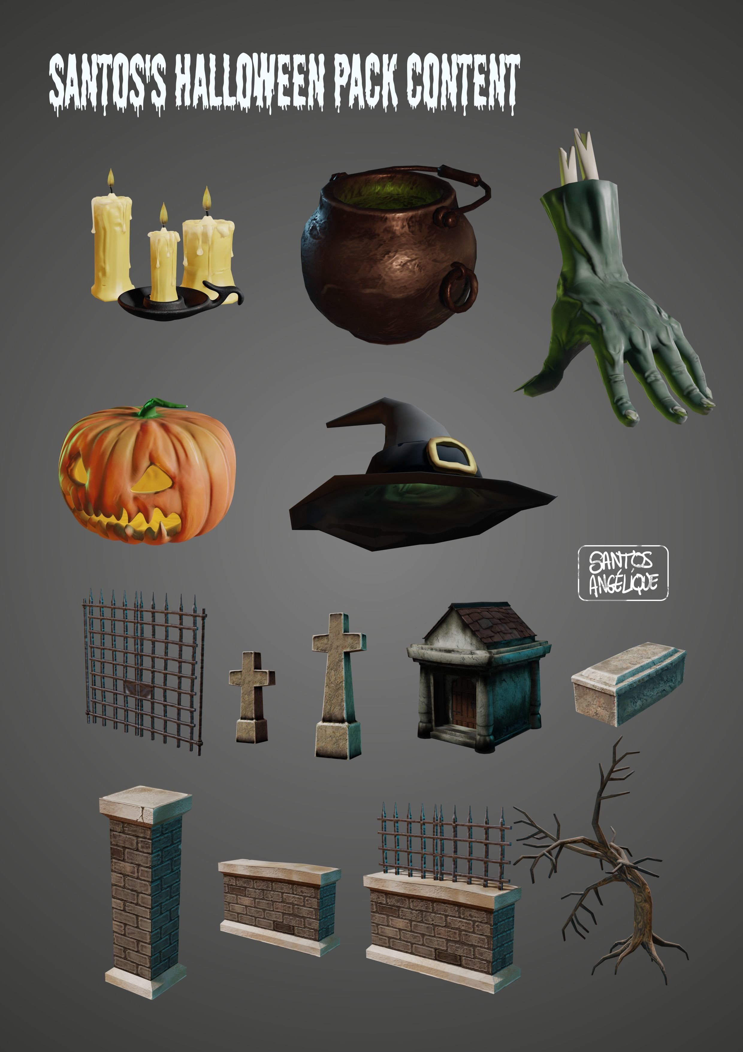3D model Halloween game asset VR / AR / low-poly | CGTrader