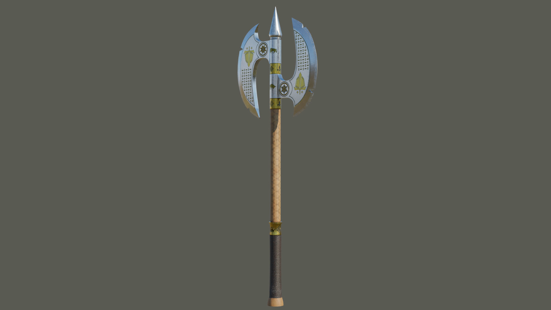 3D model Battle Axe Gold Weapon All PBR Unity UE Textures Included VR ...