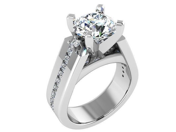 Big stone diamond ring 2888 3D print model 3D model 3D printable | CGTrader