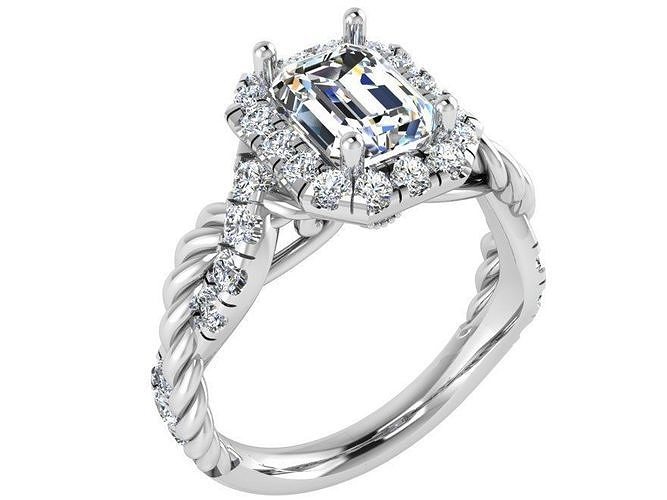Textured round diamond ring 2897 3D print model 3D model 3D printable ...
