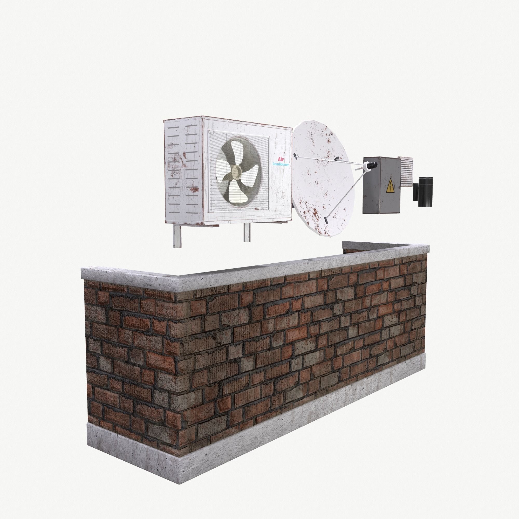 3D model Satellite Lantern Balcony Electricity box Air Conditioner VR ...