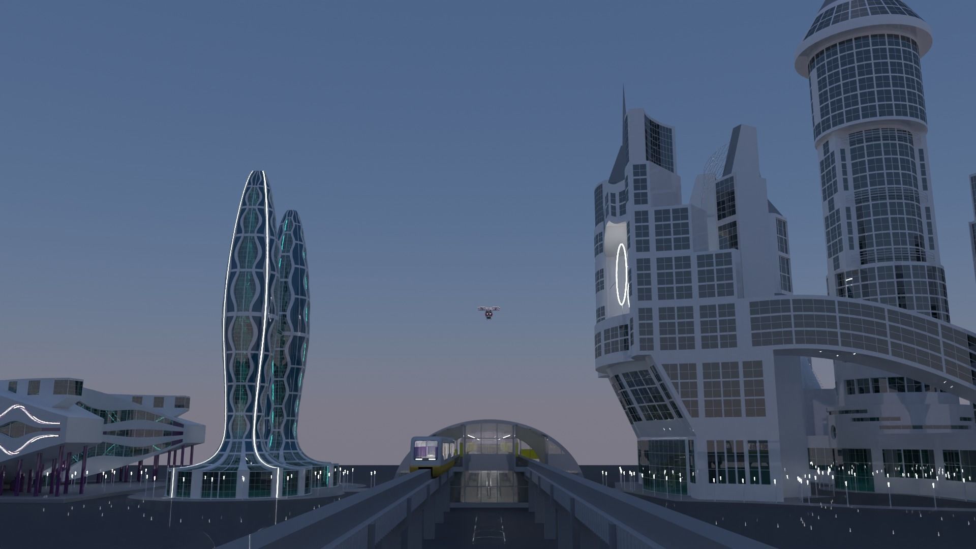 Future city with monorail 3D model | CGTrader