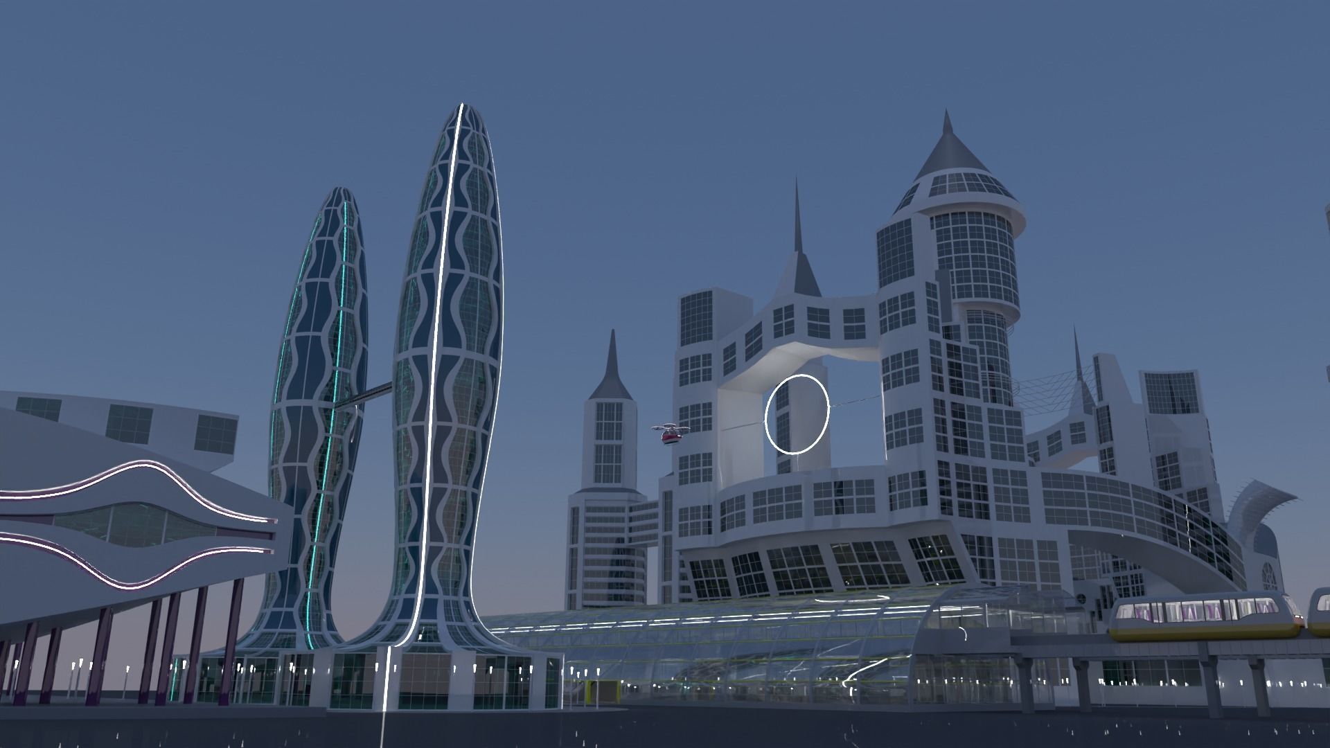 Future city with monorail 3D model | CGTrader