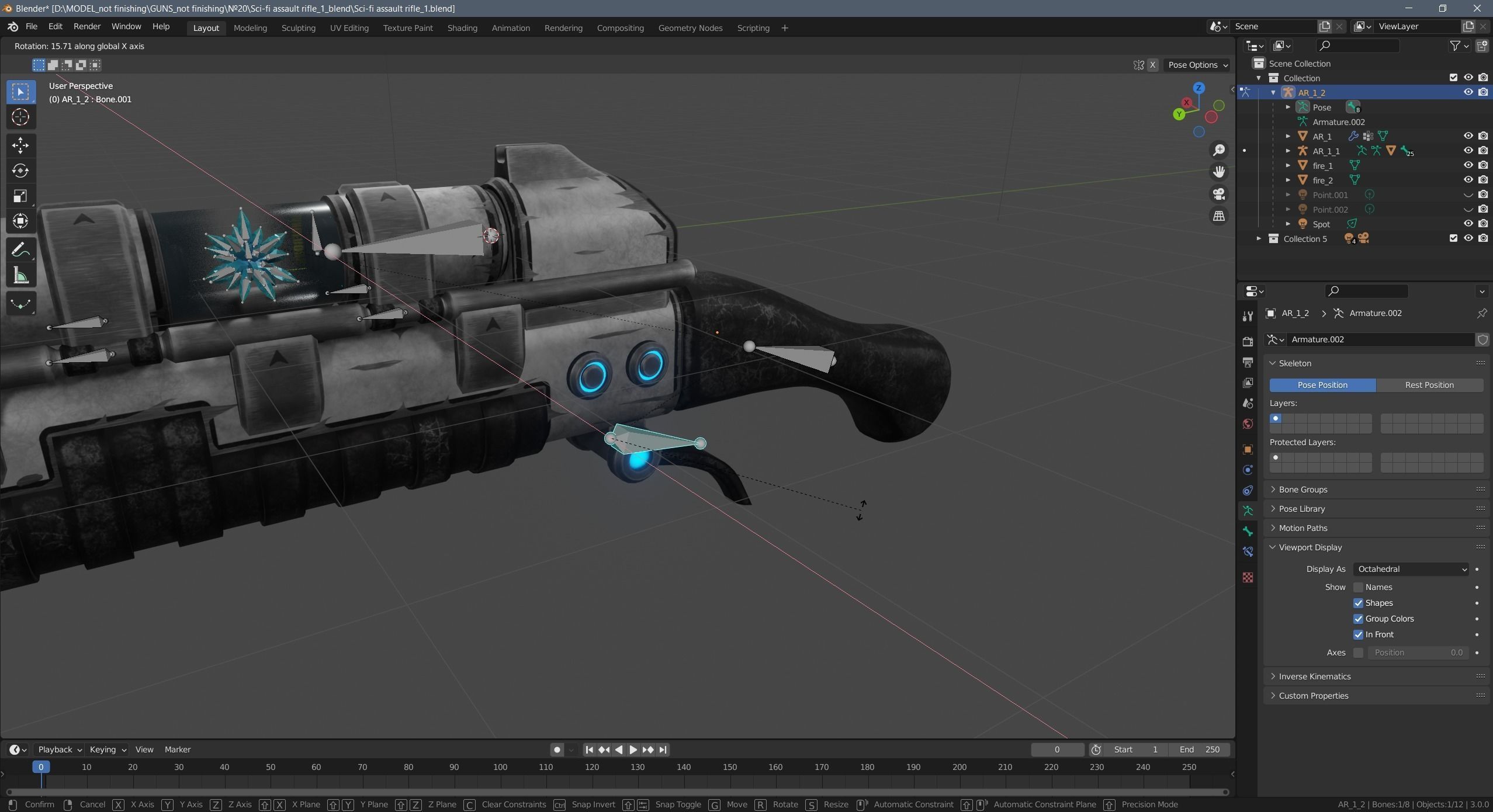 3D model Sci-fi assault rifle with crystal VR / AR / low-poly | CGTrader