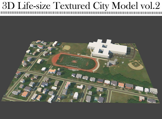 3D model 3D Lifesize Textured City Model vol 2 VR / AR / low-poly ...