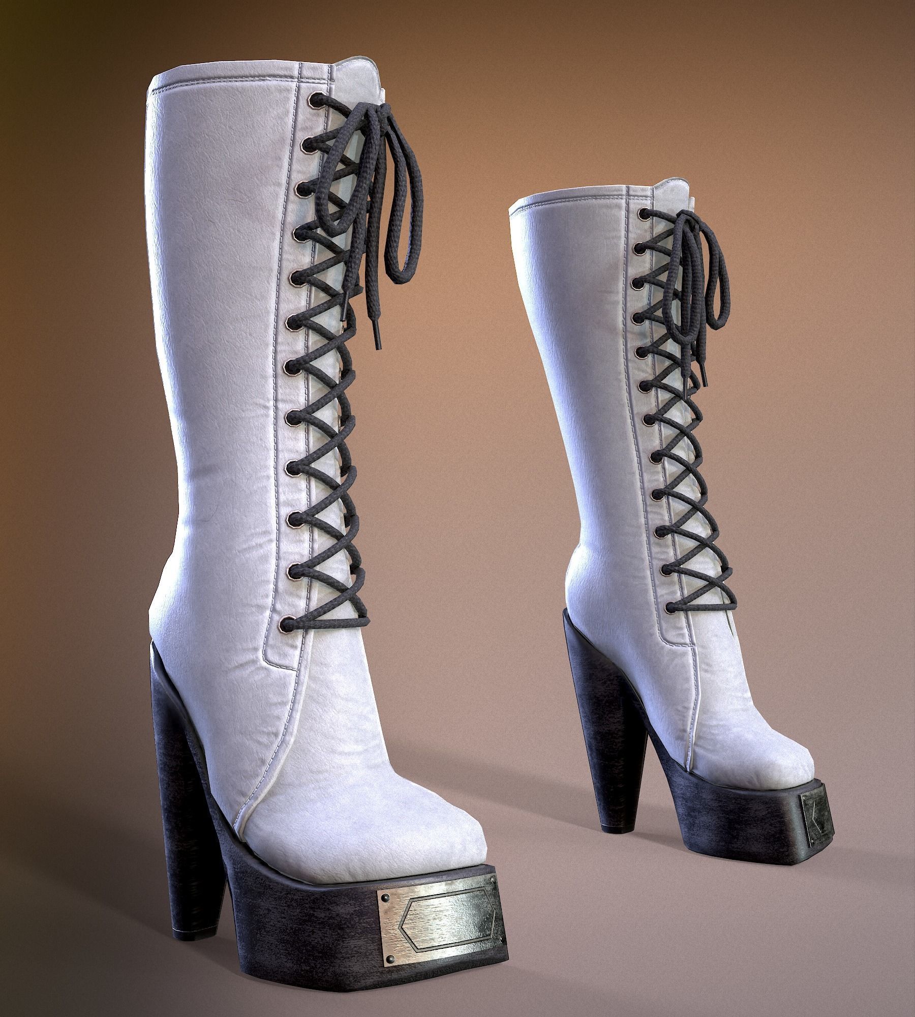 3D model Rock Boots Hight Ankle Platform VR / AR / low-poly rigged ...