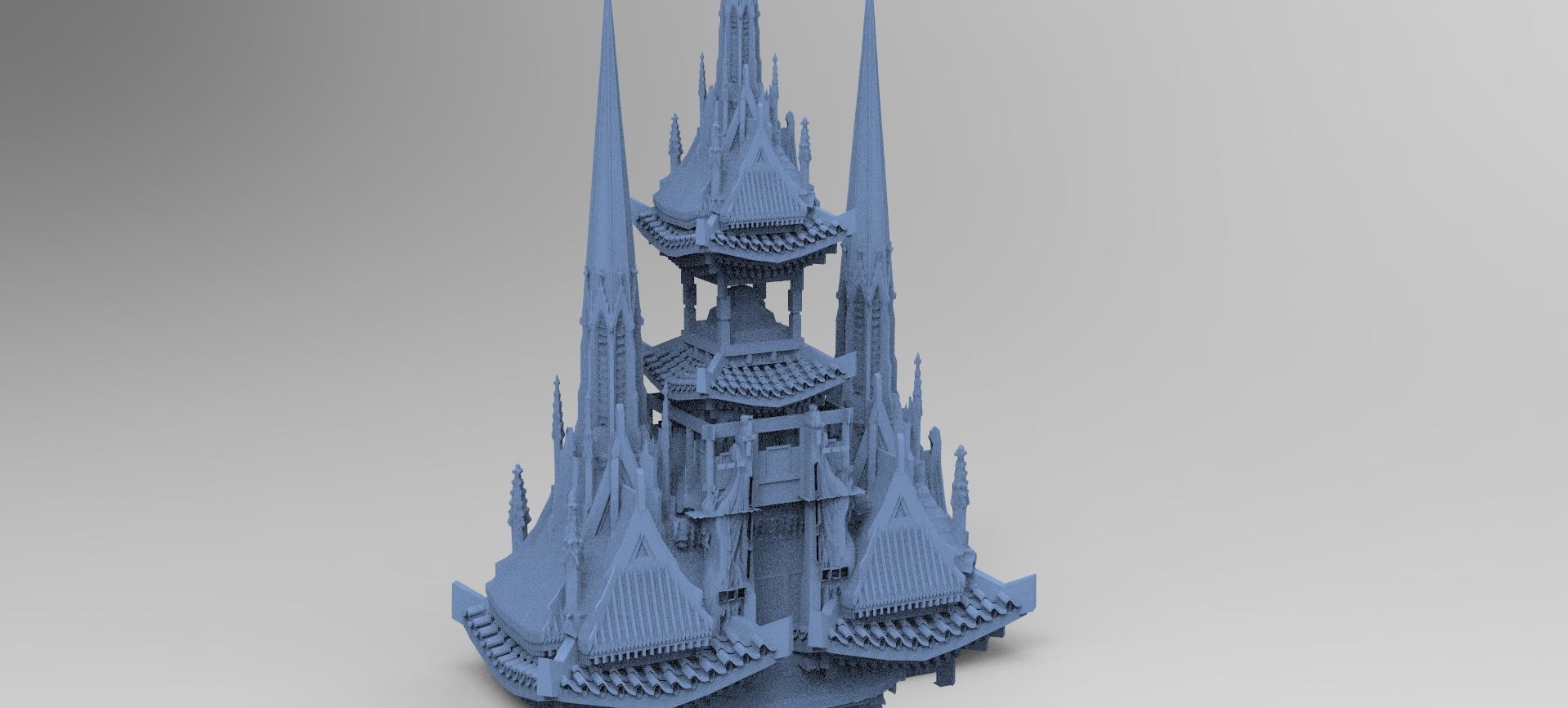 General Warlord Temple grand Tower 2 3D model | CGTrader