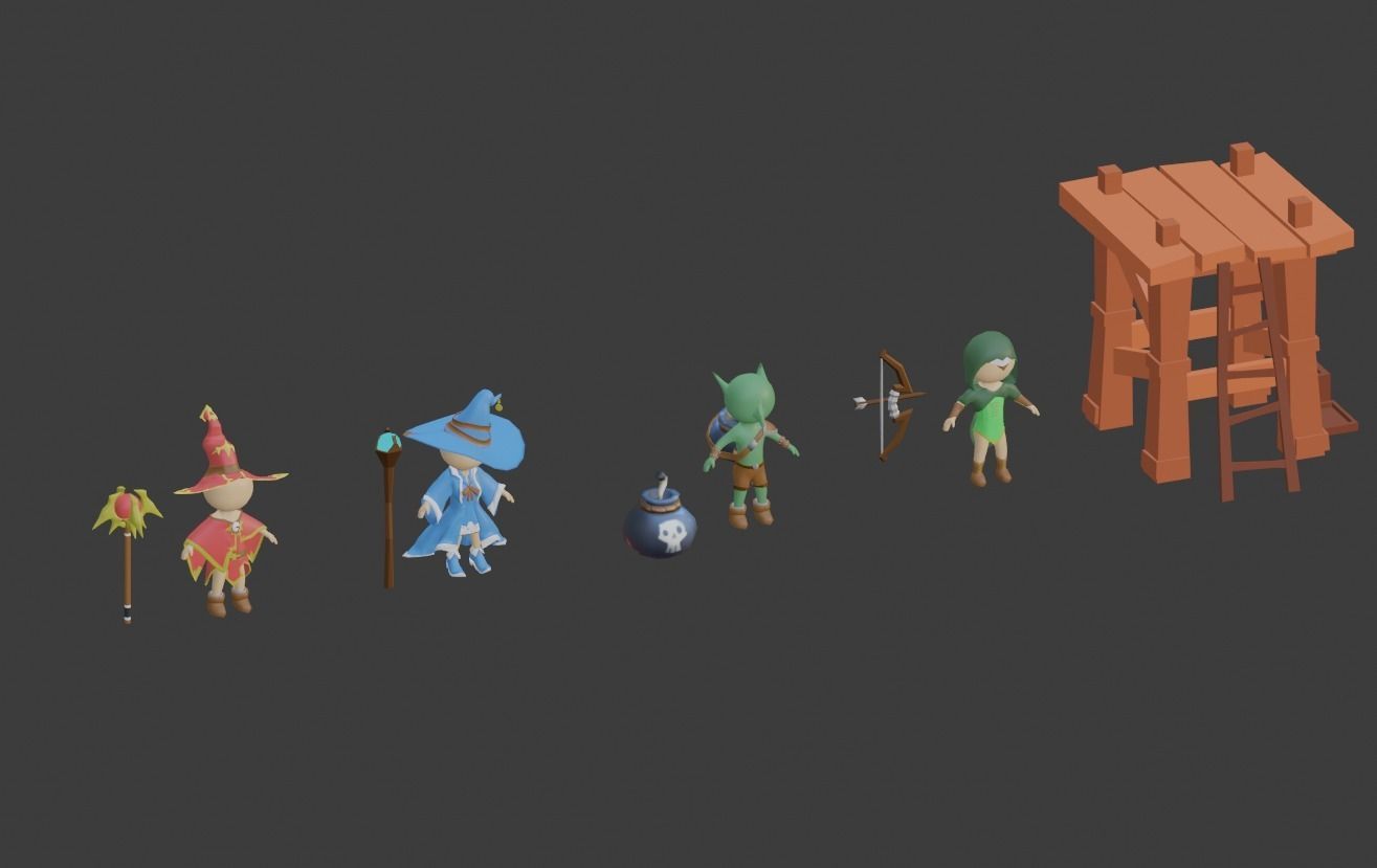 3D model Stickman Pack Tower Defence RPG Game Mage Archer Goblin Tower ...