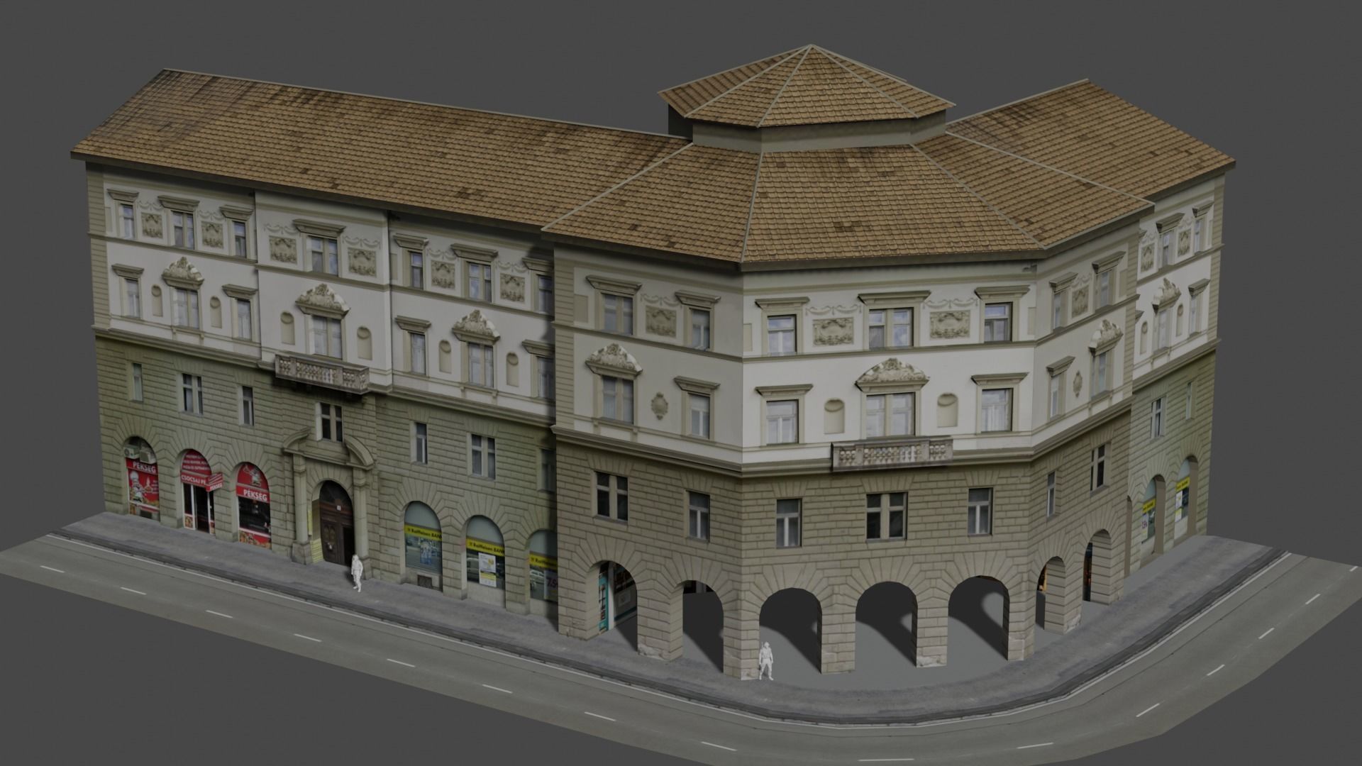 3D model Low Poly Central Eastern European City Building VR / AR / low ...