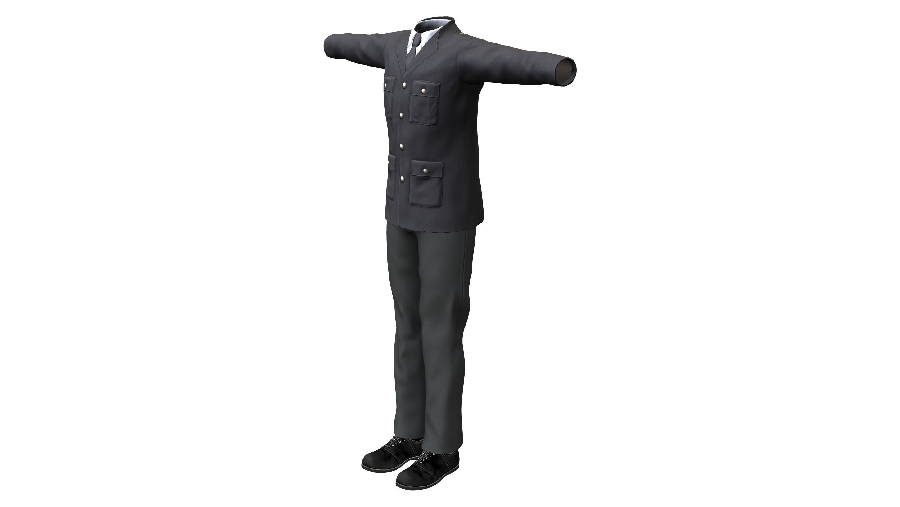 3D model Conductor Ticketer Greeter Driver Postman Style Uniform VR ...