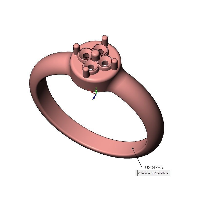 Small Round signet and square cluster signet Us sizes 6 7 8 3D model 3D ...