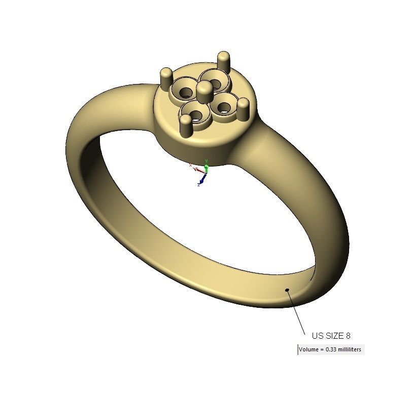 Small Round signet and square cluster signet Us sizes 6 7 8 3D model 3D ...