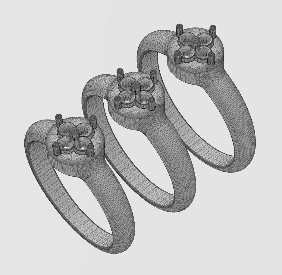 Small Round signet and square cluster signet Us sizes 6 7 8 3D model 3D ...