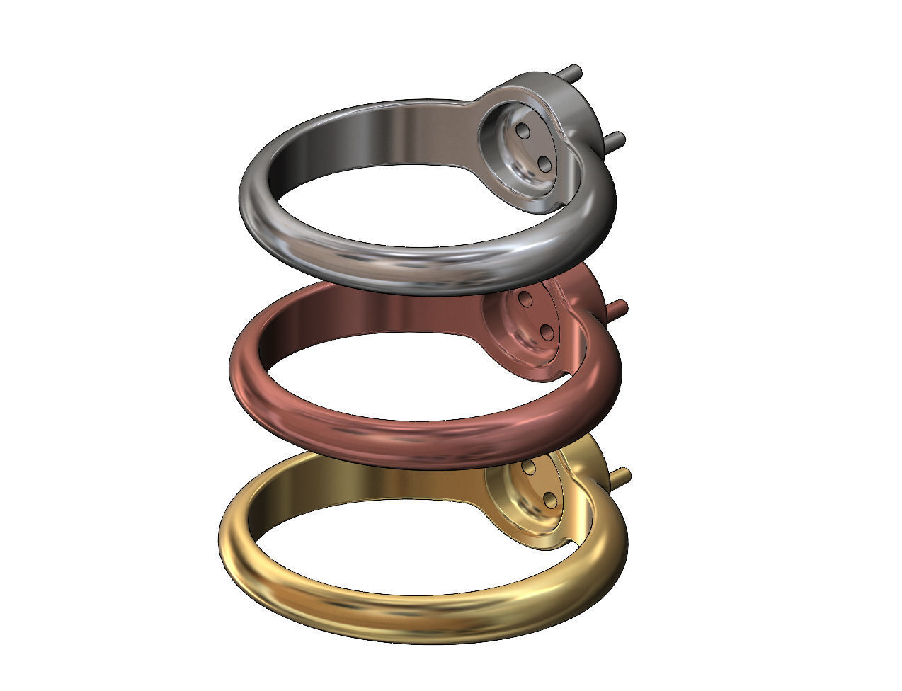 Small Round signet and square cluster signet Us sizes 6 7 8 3D model 3D ...