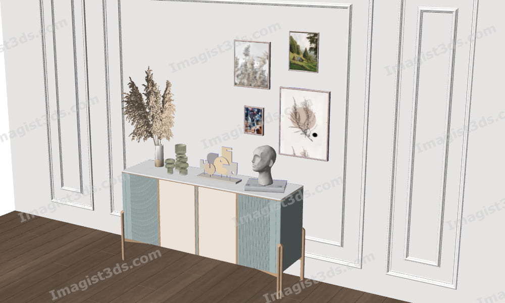 Foyer Cabinet Entryway Cabinet 3D Model for Sketchup 3D model | CGTrader