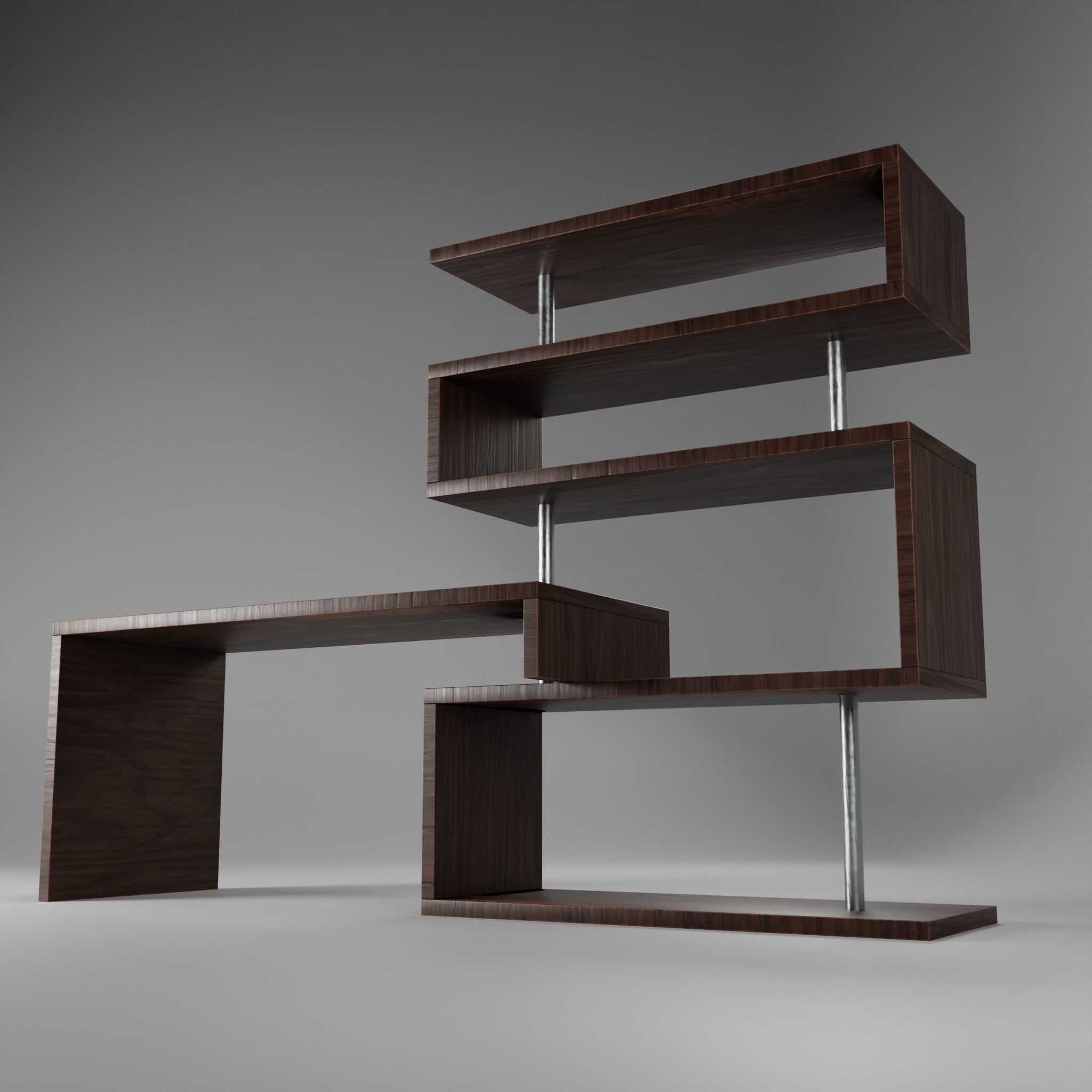 Shelves with computer desk High tech 3D model | CGTrader