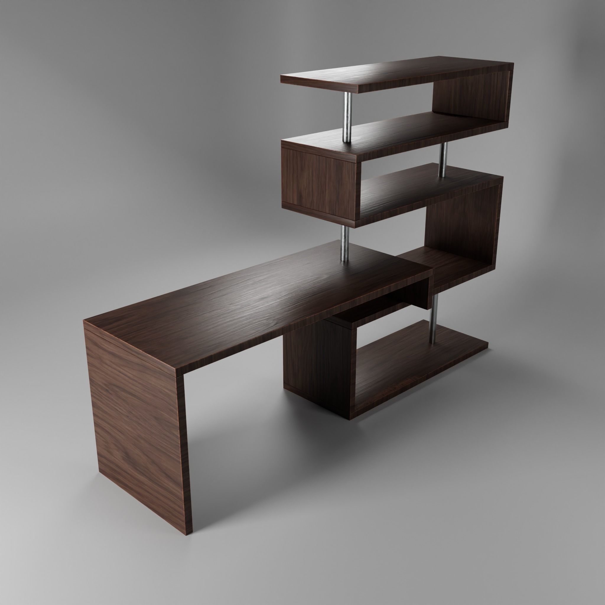 Shelves with computer desk High tech 3D model | CGTrader