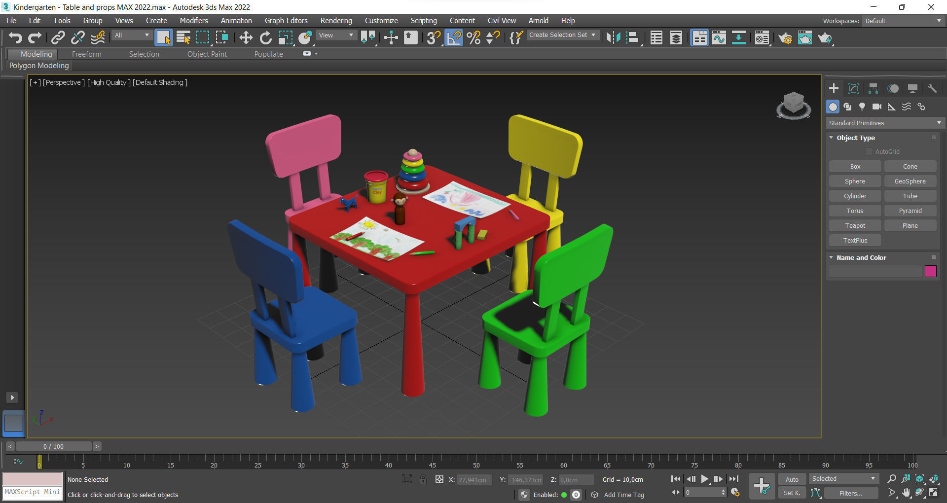 3D model Kindergarten - Table and props VR / AR / low-poly | CGTrader