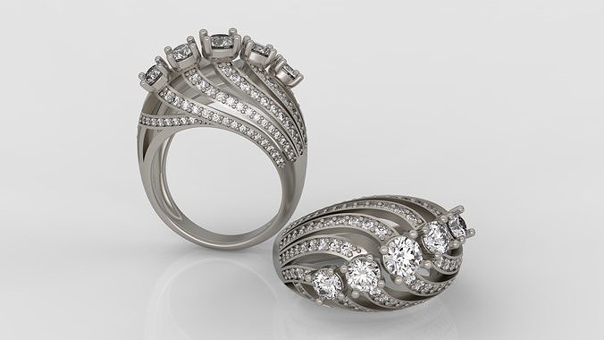 Fashion Ring diamond 3d print model C03 3D model 3D printable | CGTrader