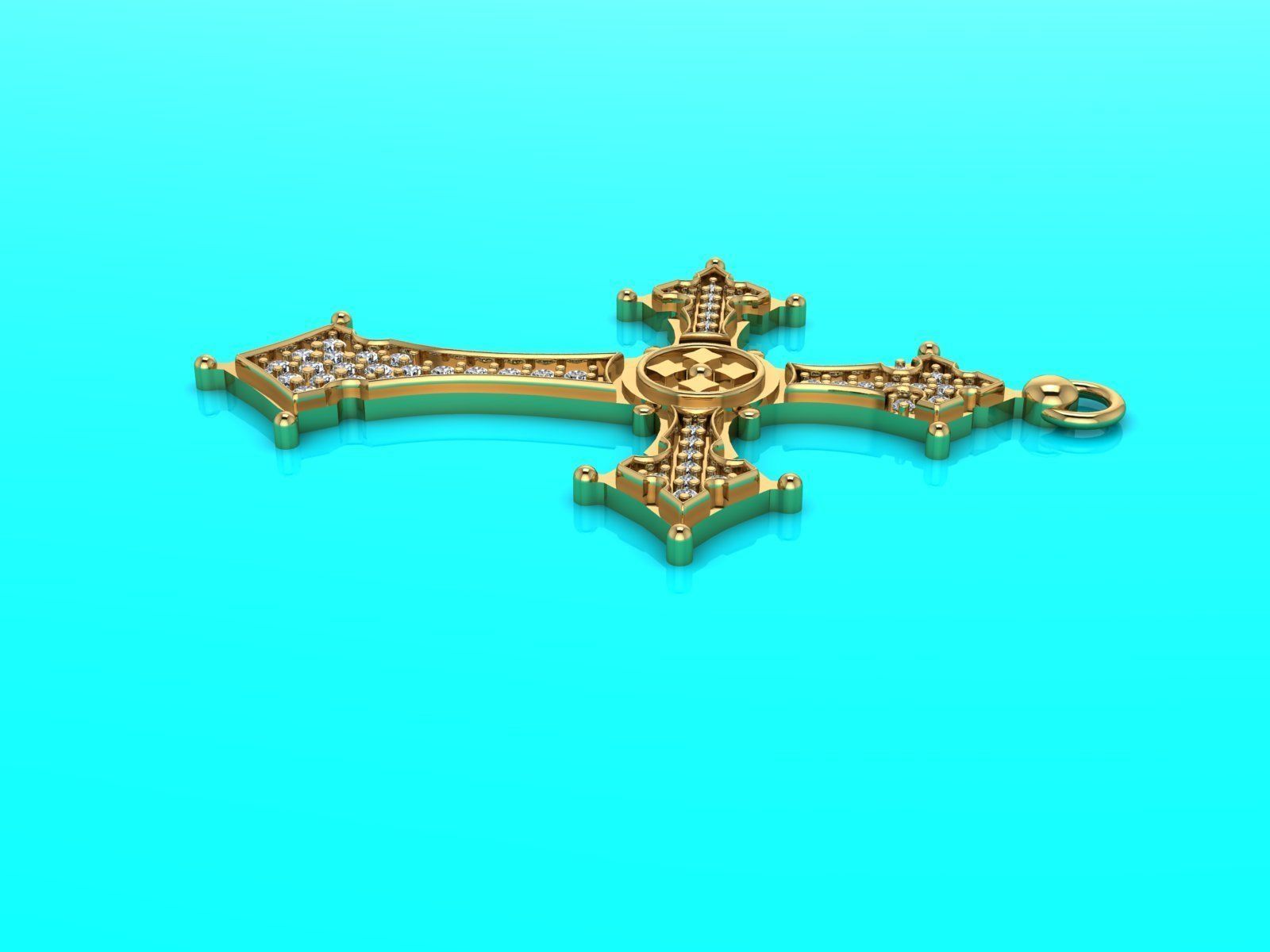 Cross with 47 diamonds 38mm height 3D model 3D printable | CGTrader