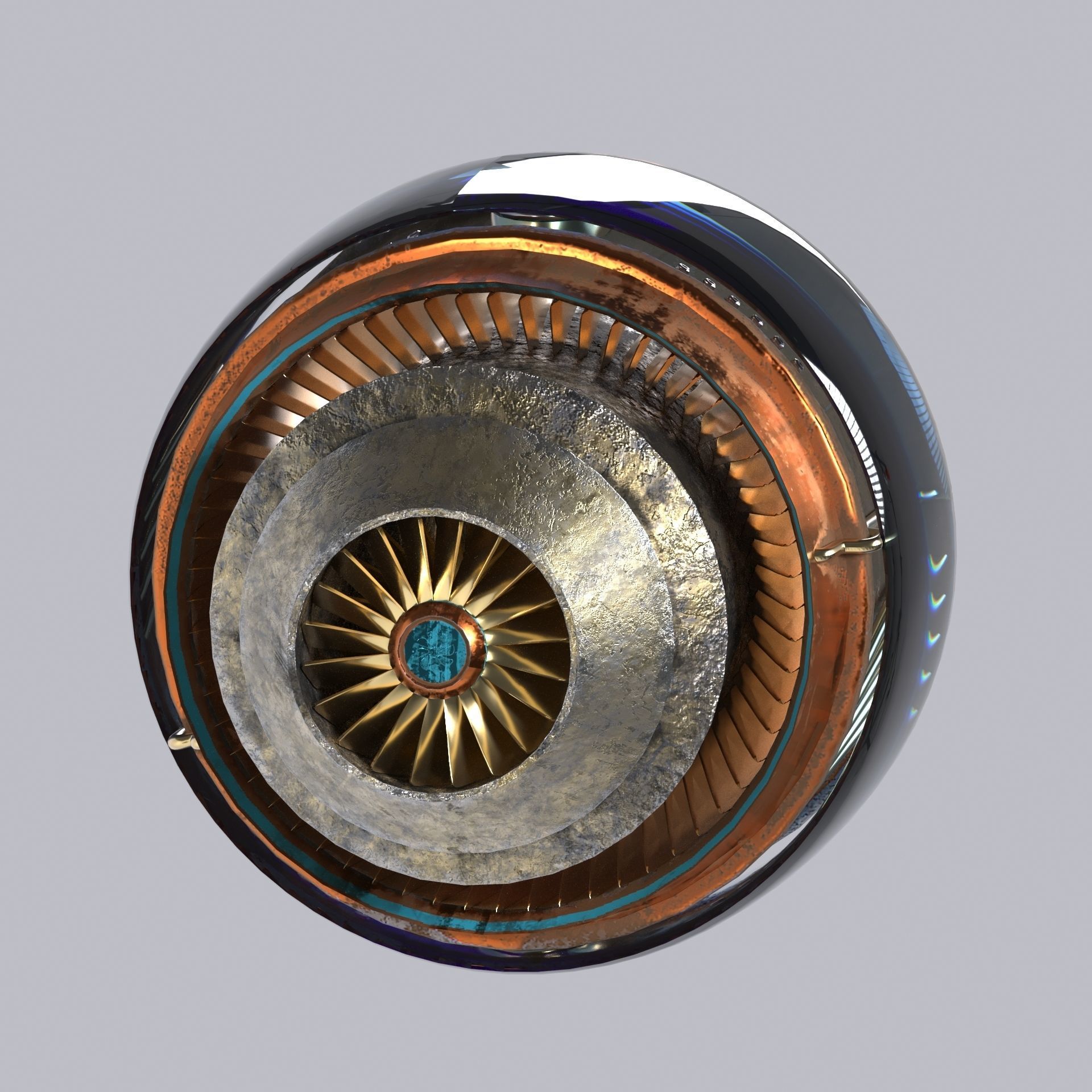 3D model 3D model of sci fi jet engine with light 3dsmax VR / AR / low-poly | CGTrader