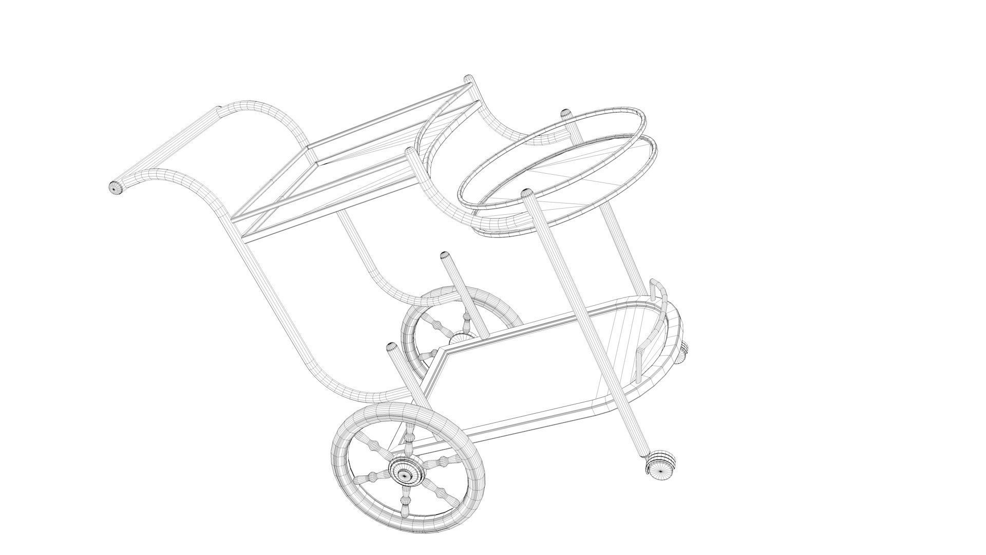 Golden Serving Trolley 3D model | CGTrader