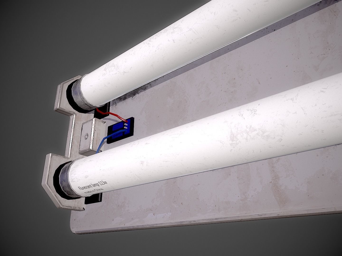 3D model Fluorescent lamp Industrial light bulb wall ceiling lighting ...