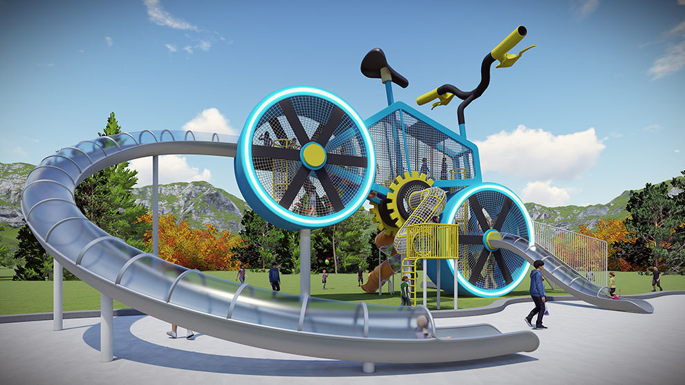 Bicycle theme children park outdoor playground 3D model | CGTrader
