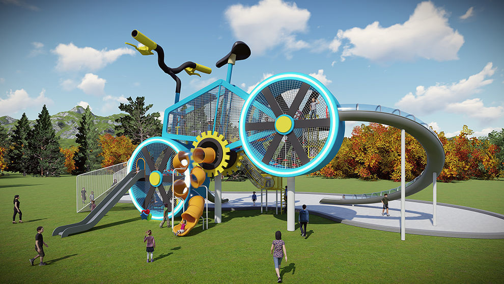 Bicycle theme children park outdoor playground 3D model | CGTrader