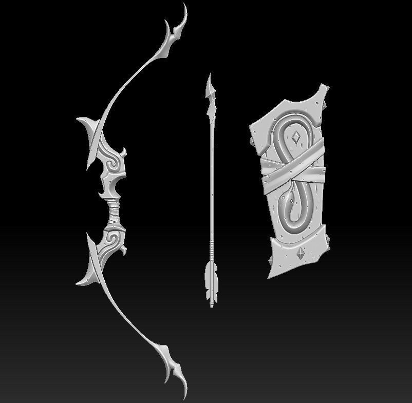 Snake bow and quiver 3d print 3D model 3D printable | CGTrader