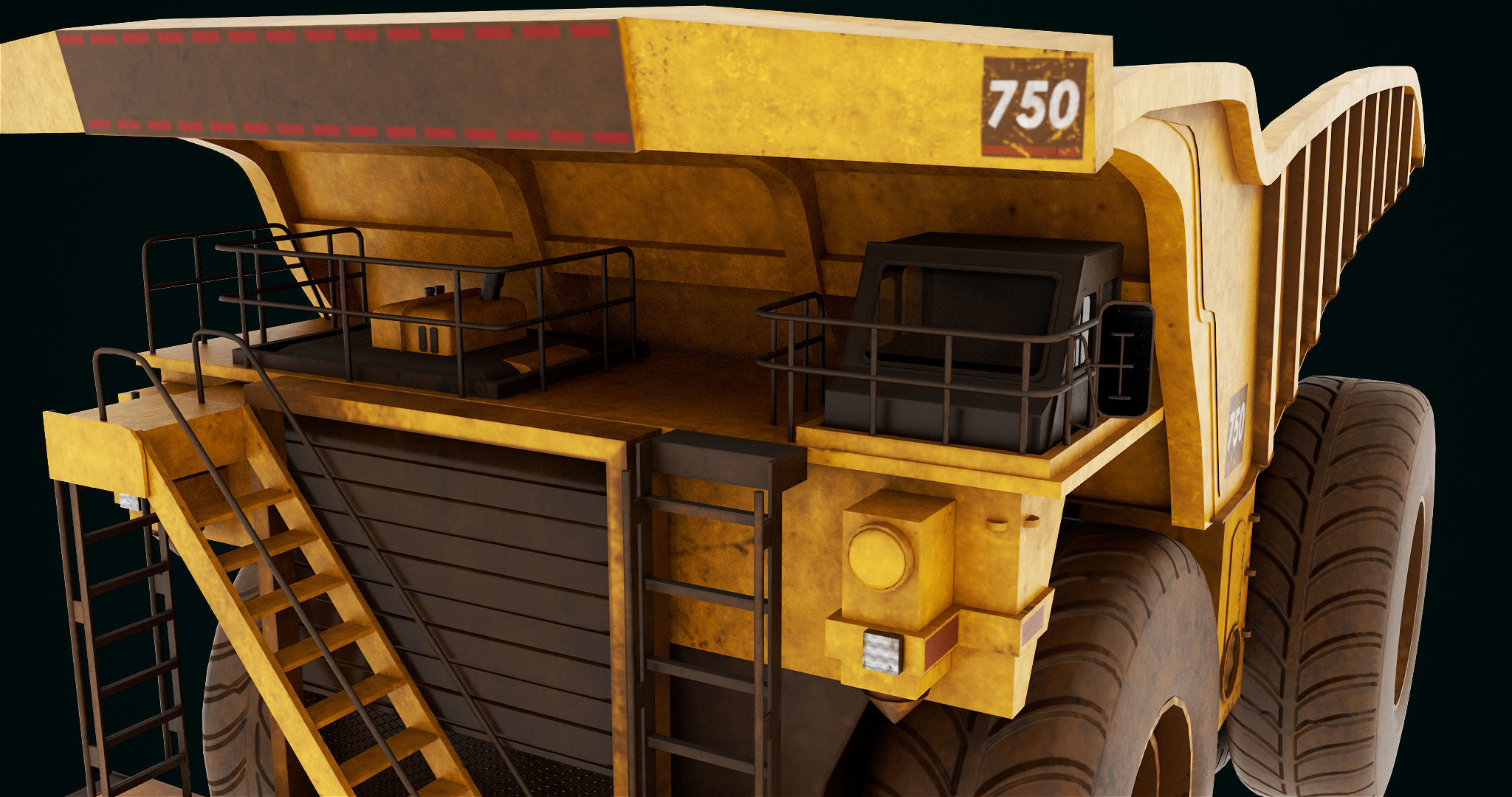 3D model Dirty Mining Truck Rigged All PBR Textures VR / AR / low-poly ...