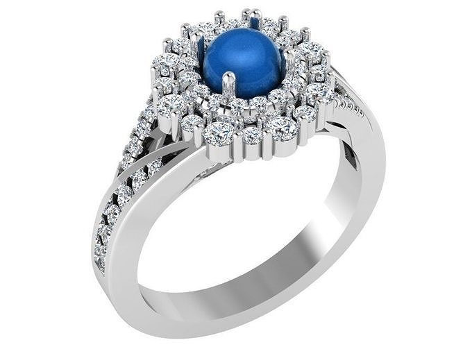 Gorgeous blue stone diamond ring 2956 3D print model 3D model 3D ...