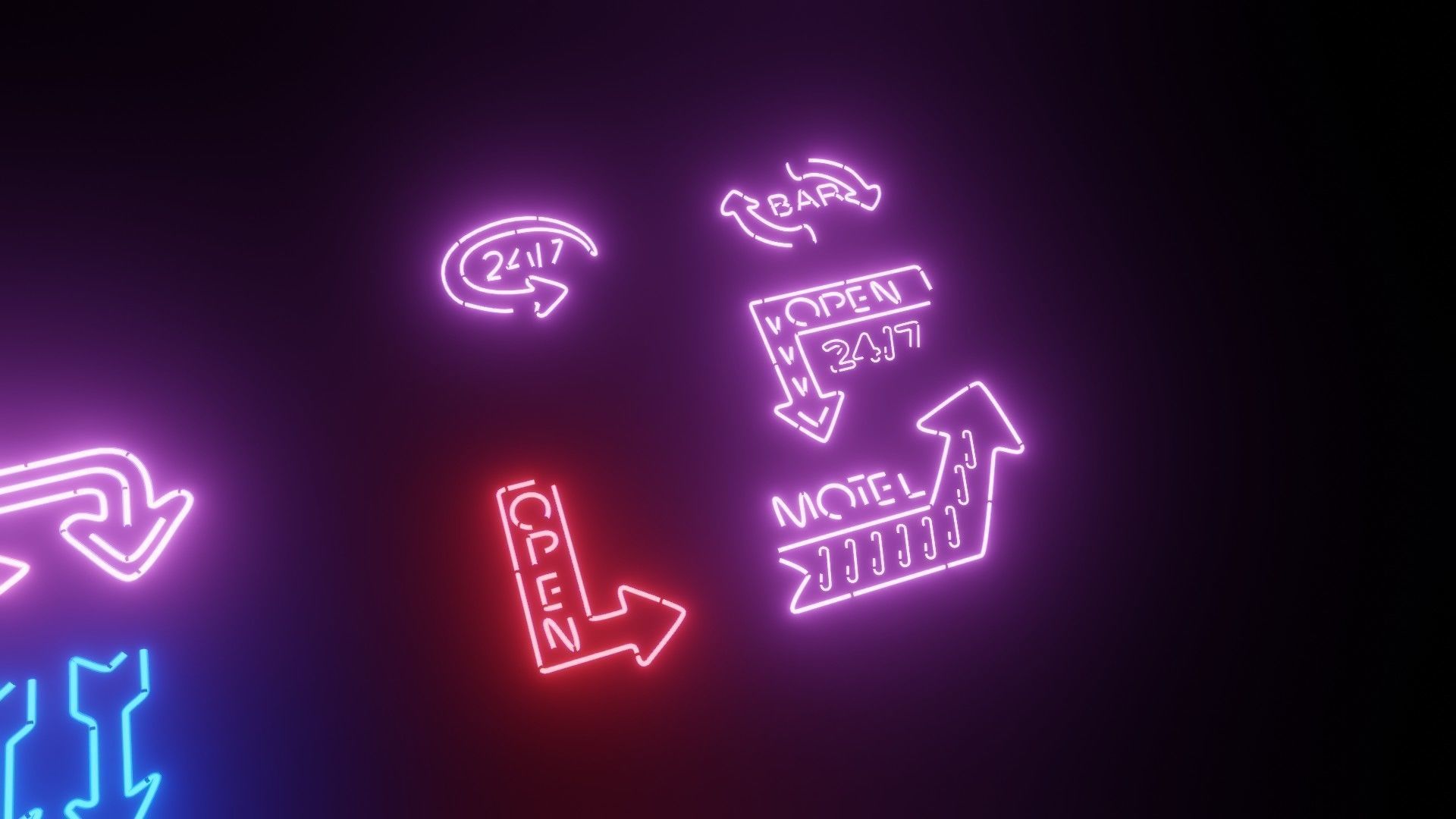 over 50s Neon Lights Asset collection for blender 3D model | CGTrader