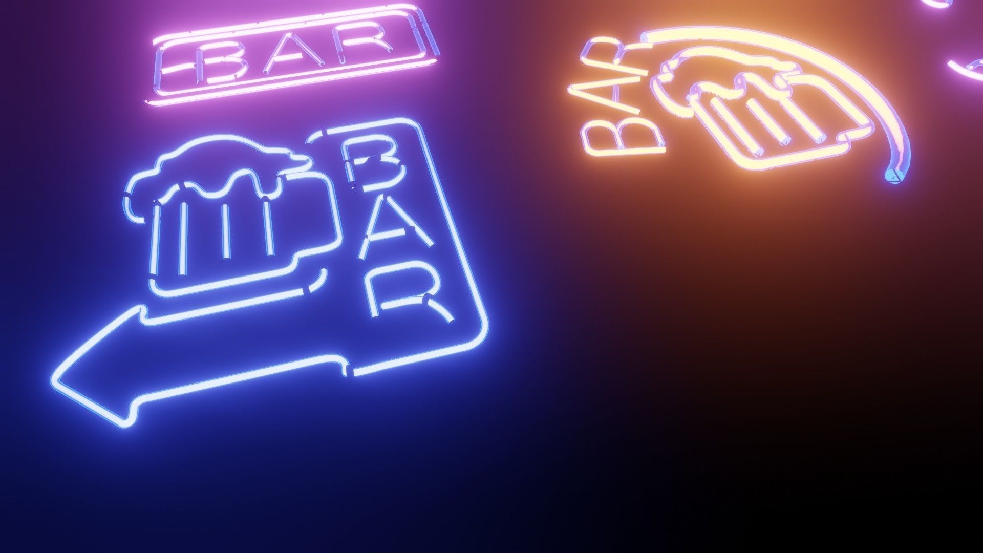over 50s Neon Lights Asset collection for blender 3D model | CGTrader