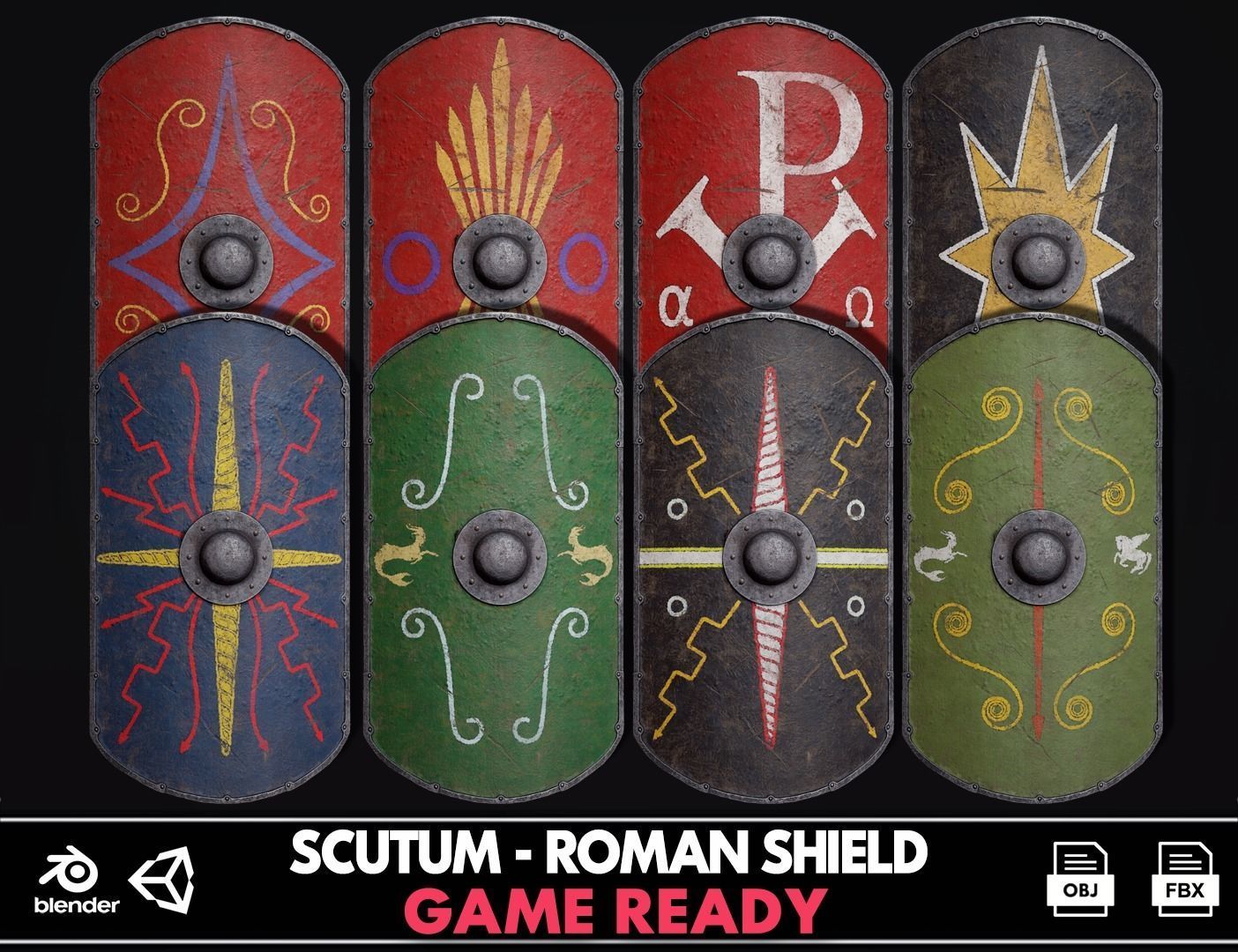 3D model Roman Shield - Scutum C VR / AR / low-poly | CGTrader