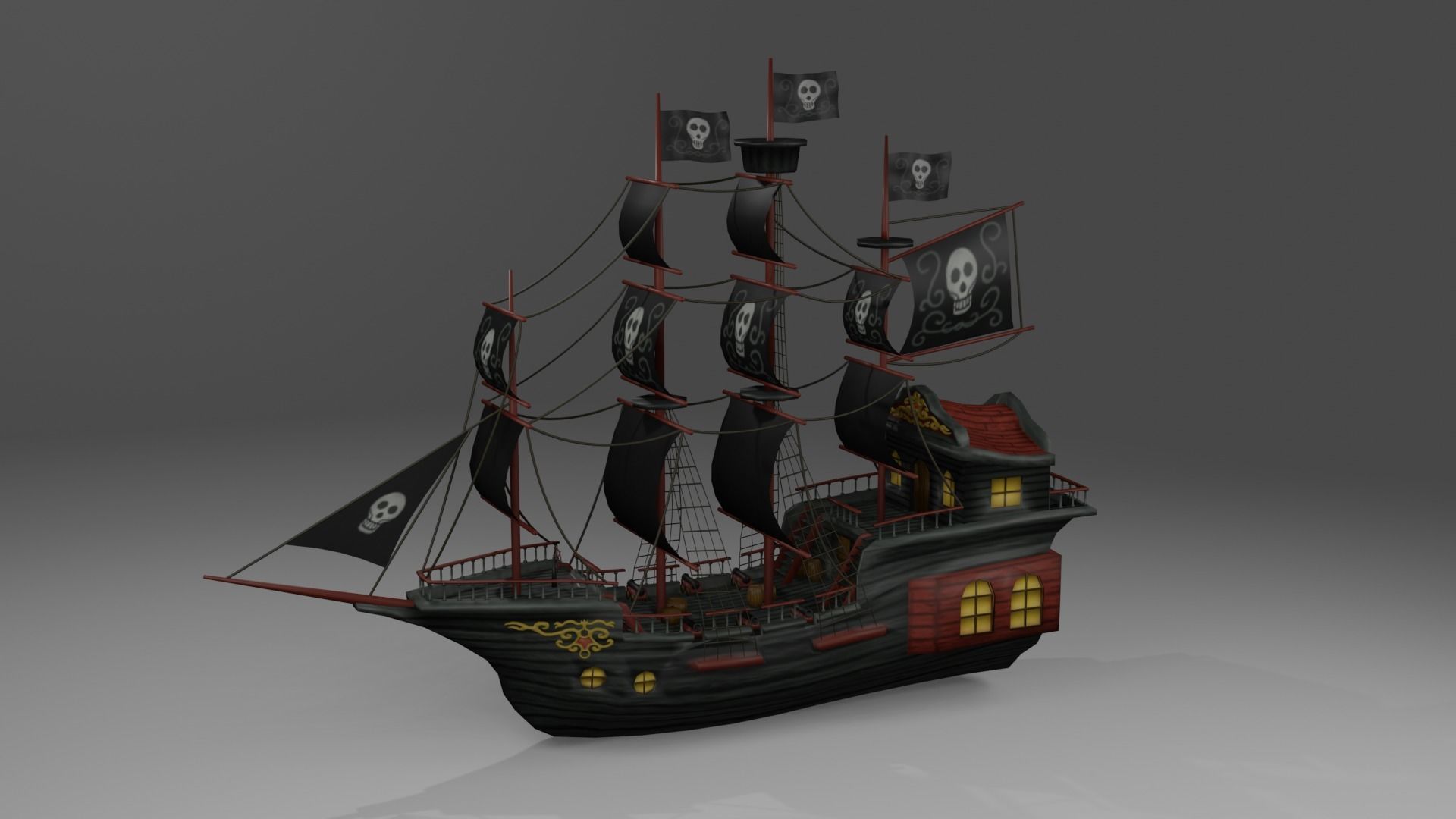 3D model Pirate Ship VR / AR / low-poly | CGTrader