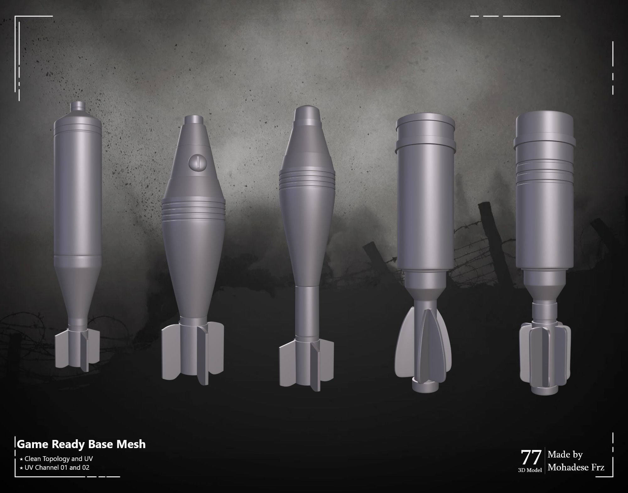 3D model 77 3D Model cartridge and Mortar WW12 Base Mesh -VOL 03 VR ...