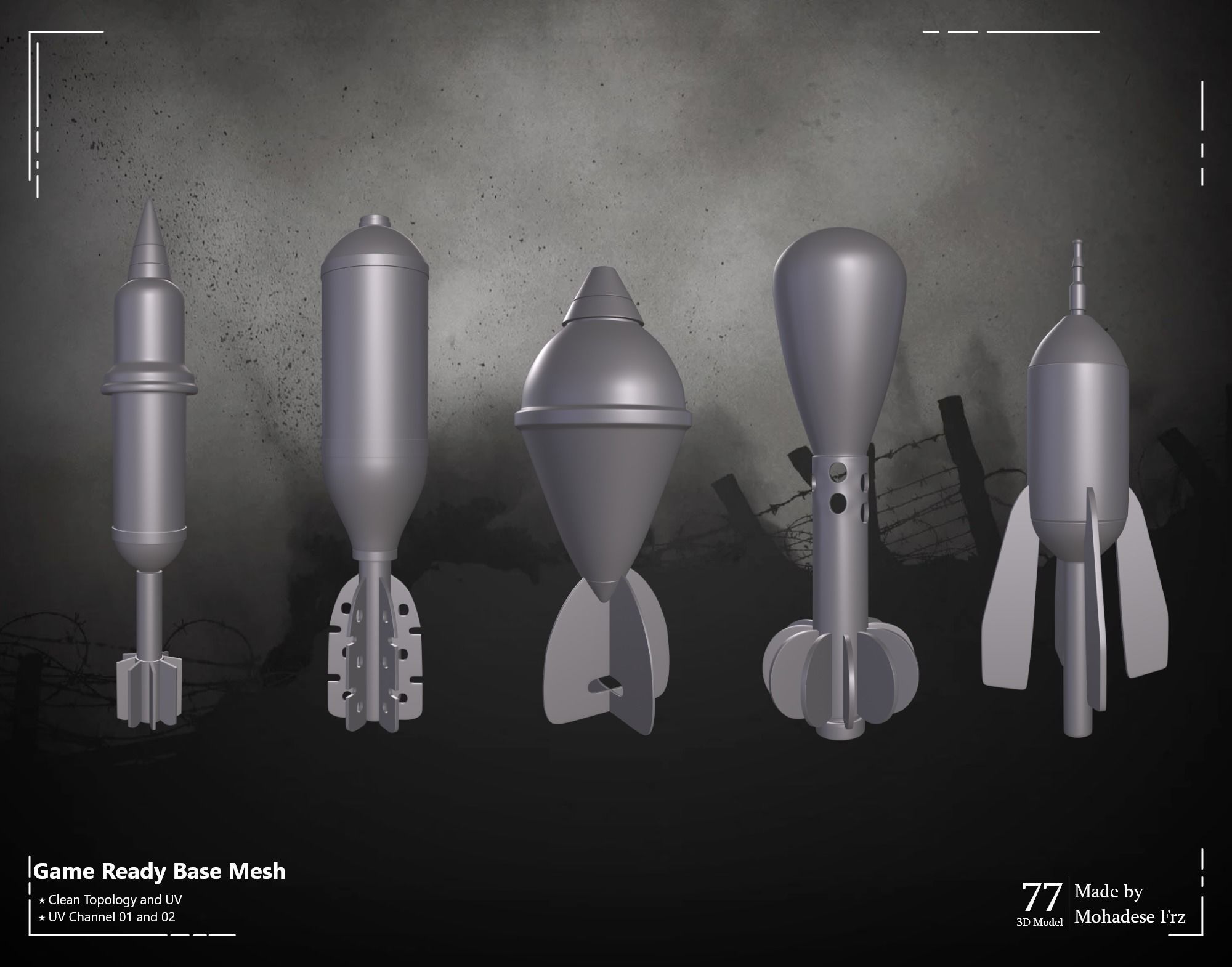 3D model 77 3D Model cartridge and Mortar WW12 Base Mesh -VOL 03 VR ...