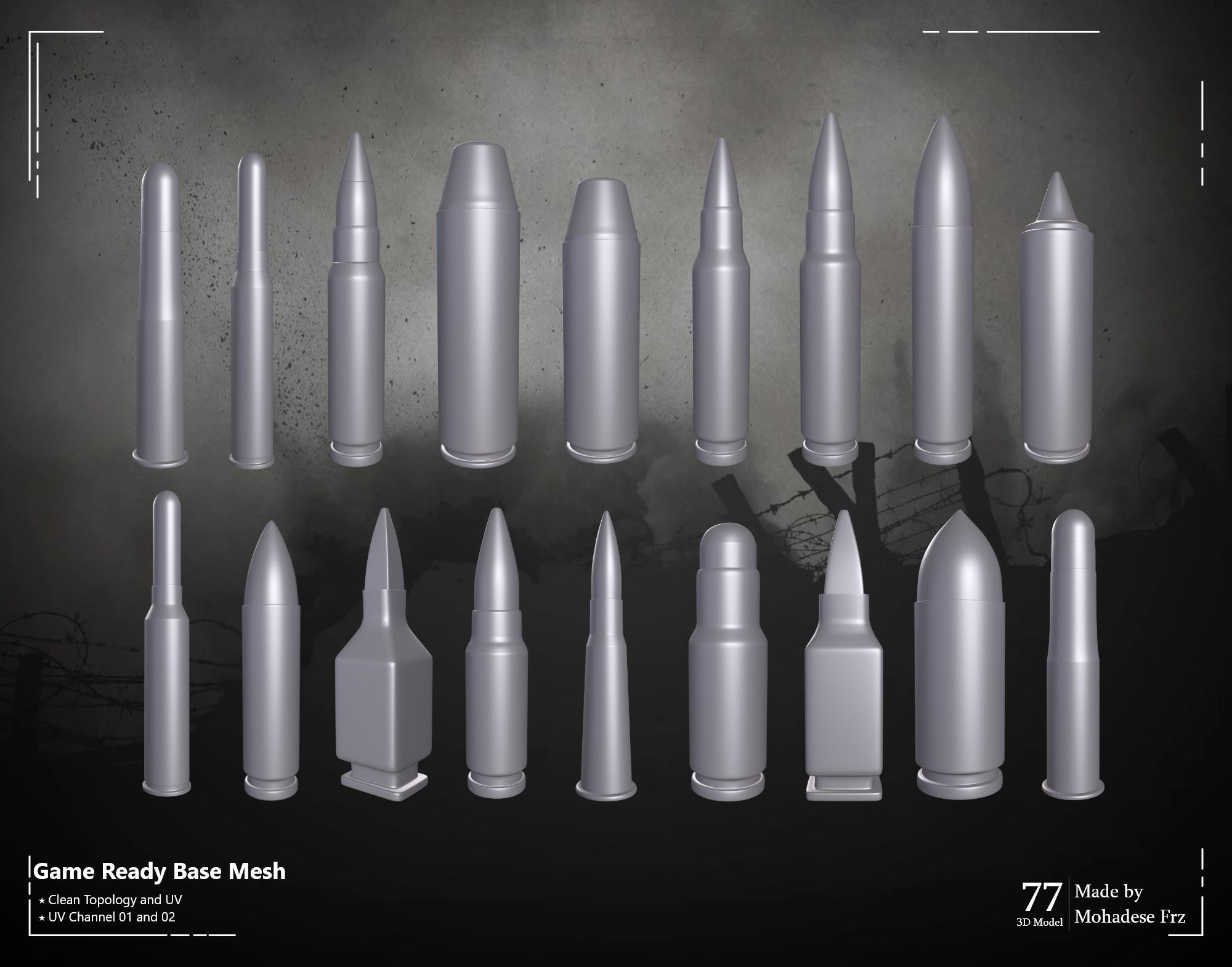 3D model 77 3D Model cartridge and Mortar WW12 Base Mesh -VOL 03 VR ...