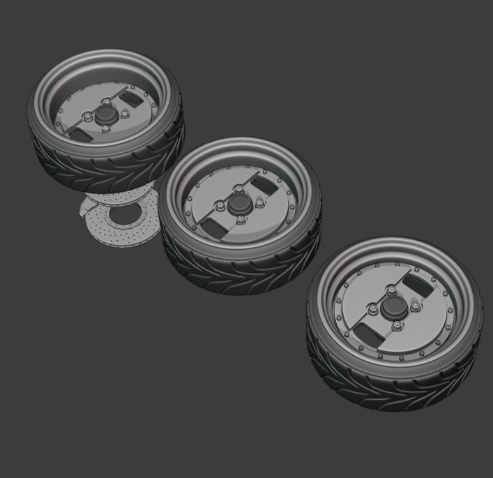 GLA WHEEL SET 3 OFFSETS separated HUB 3D model 3D printable | CGTrader