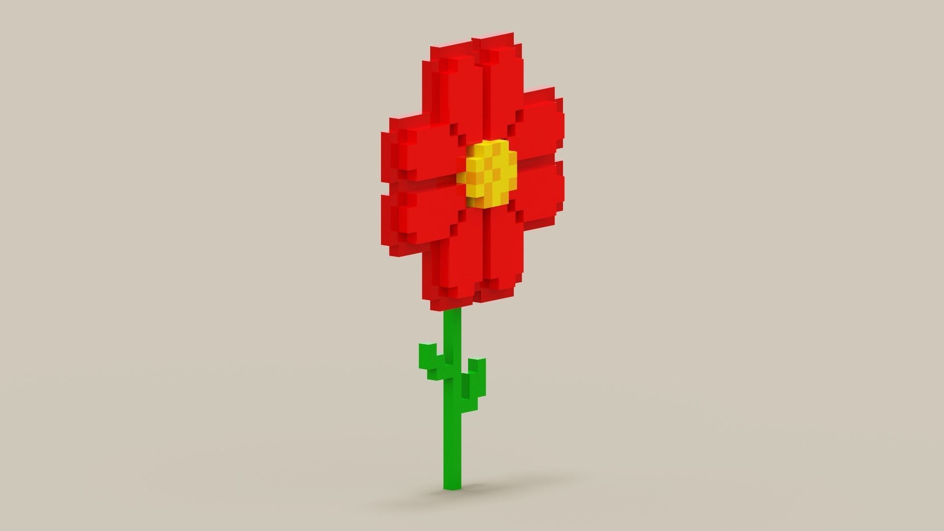 3D model Voxel Red Daisy VR / AR / low-poly | CGTrader