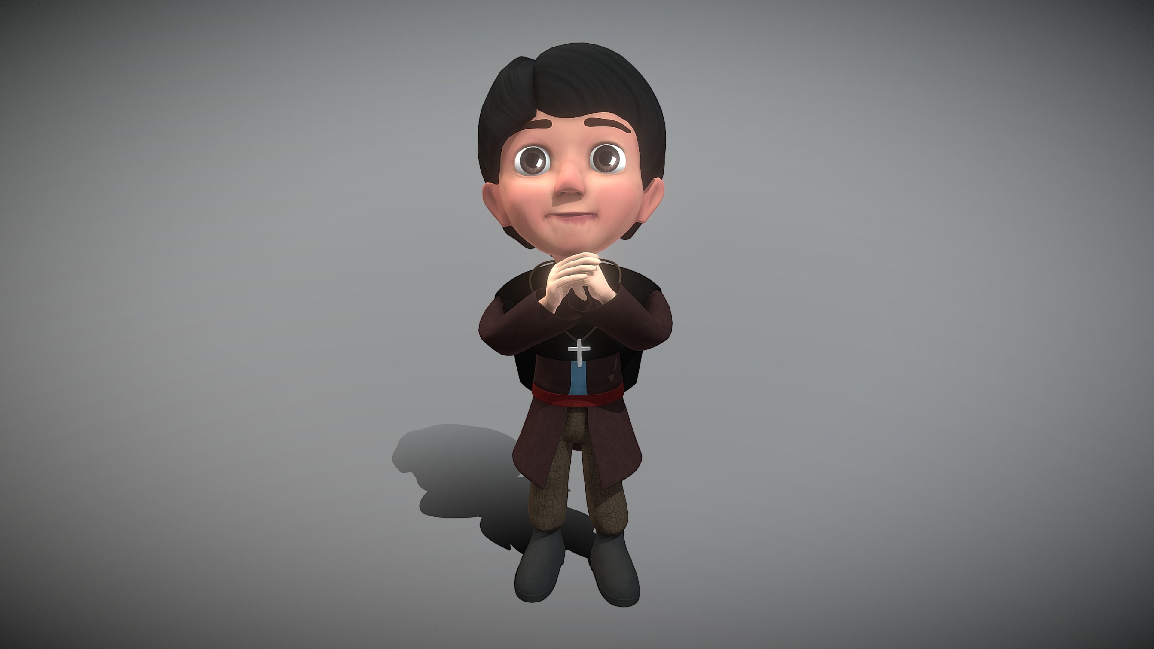 3D model Cartoon Priest VR / AR / low-poly rigged animated | CGTrader