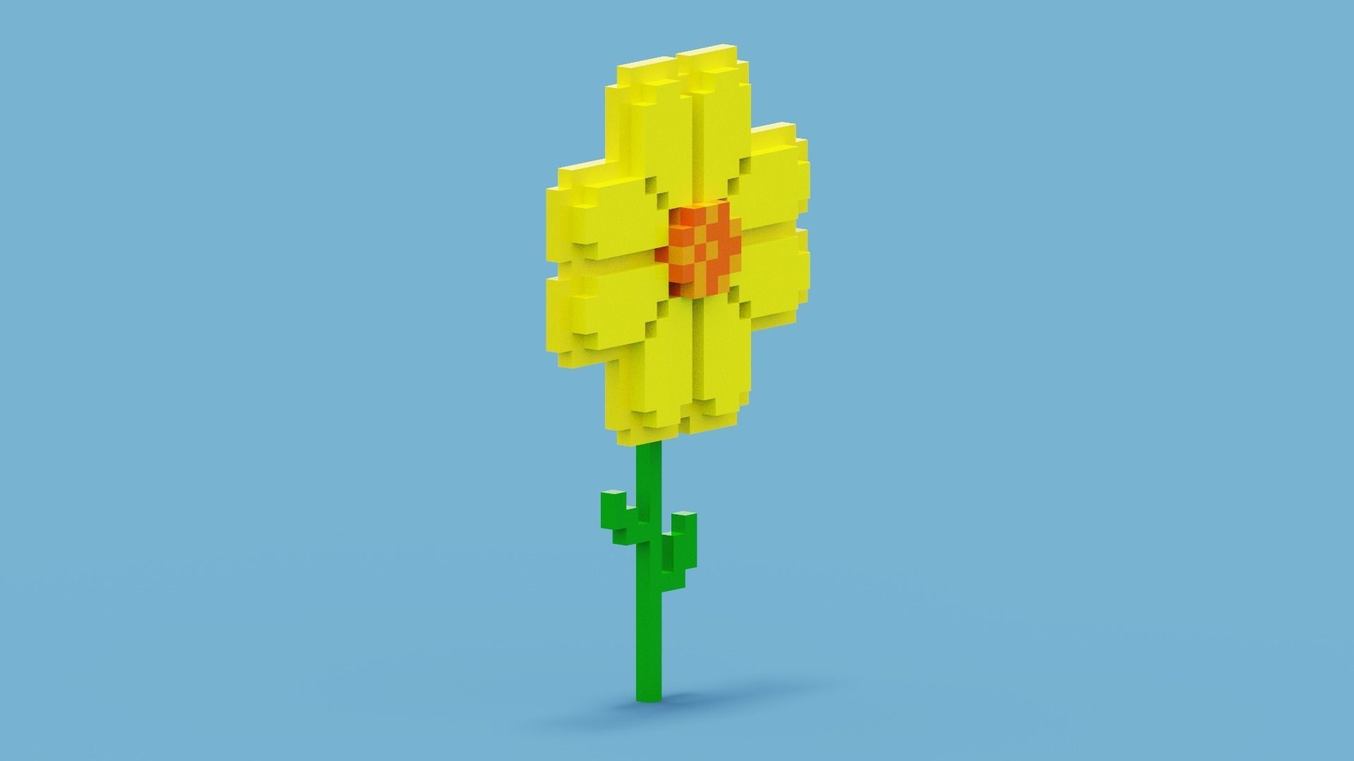 3D model Voxel Yellow Flower VR / AR / low-poly | CGTrader