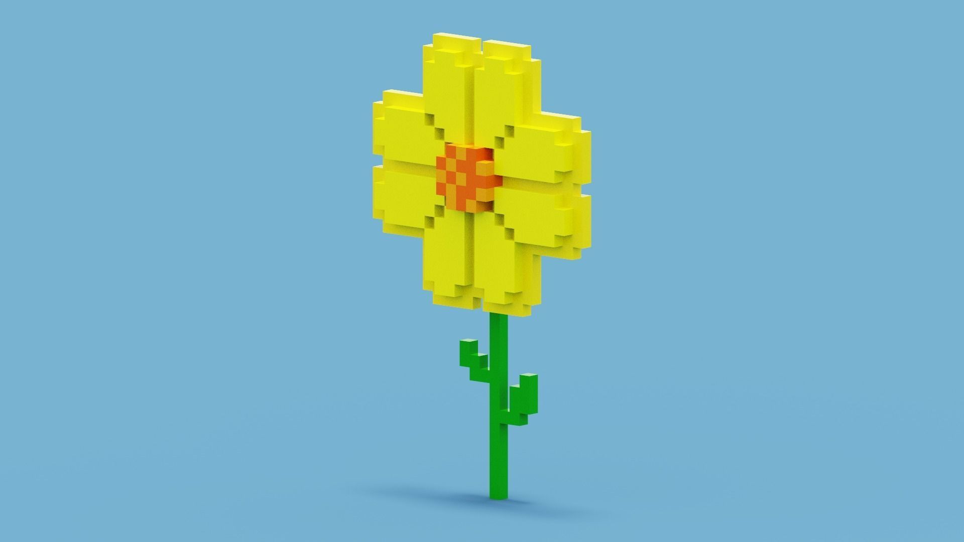 3D model Voxel Yellow Flower VR / AR / low-poly | CGTrader