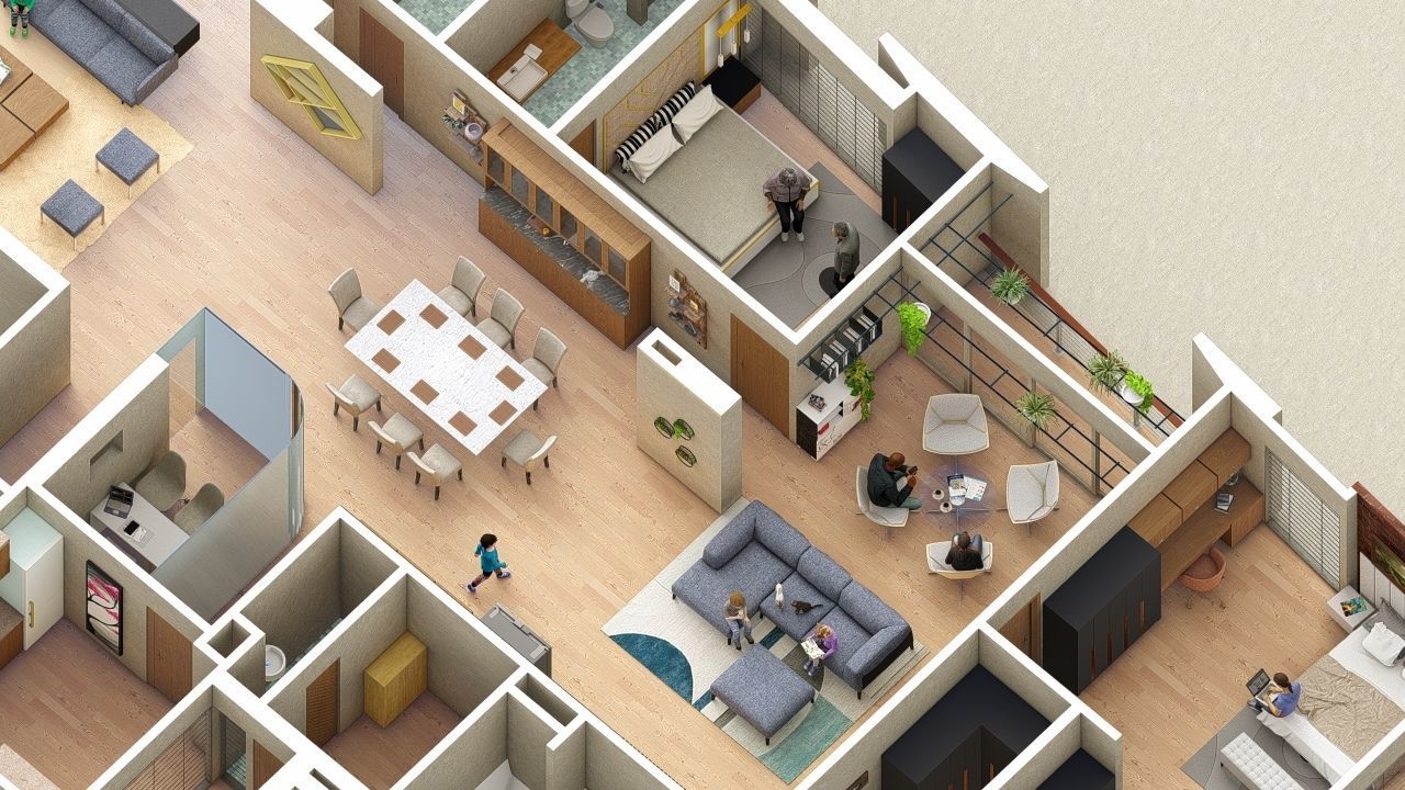 Animated Residential Interior design isometric view in Lumion 11 3D ...