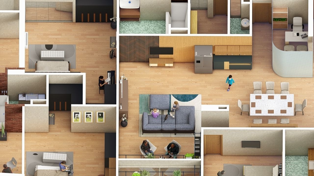Animated Residential Interior design isometric view in Lumion 11 3D ...