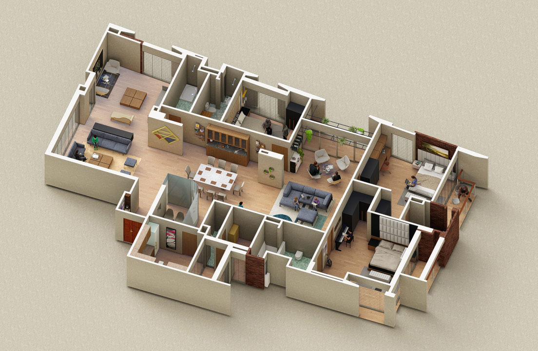 Animated Residential Interior design isometric view in Lumion 11 3D ...