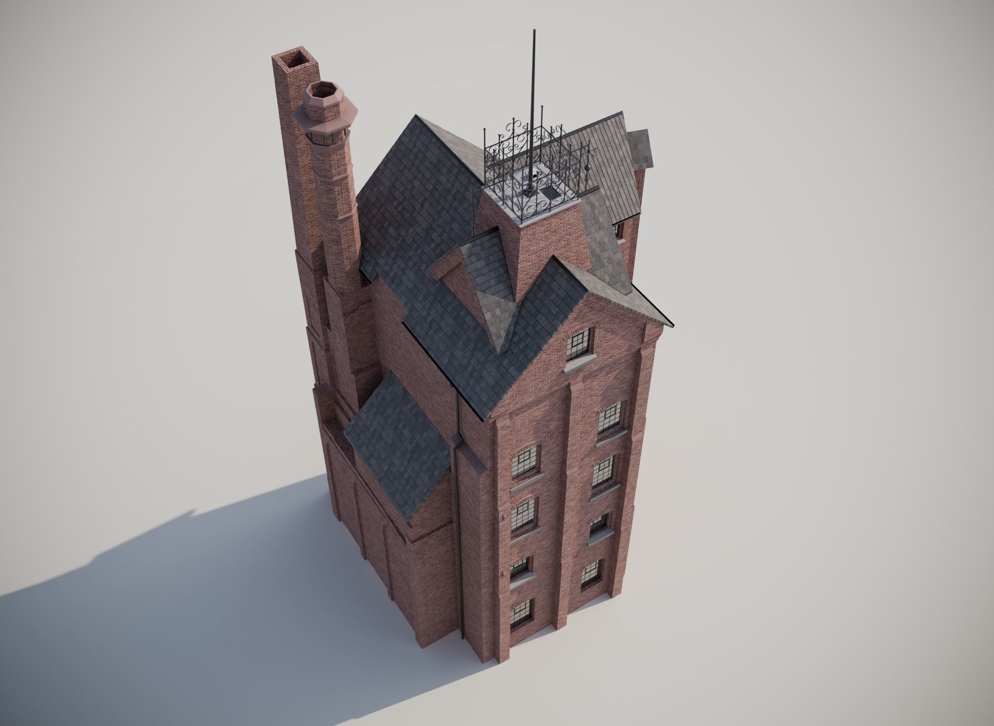 Brick english old building - Brick with Bercon Tile 3D model | CGTrader