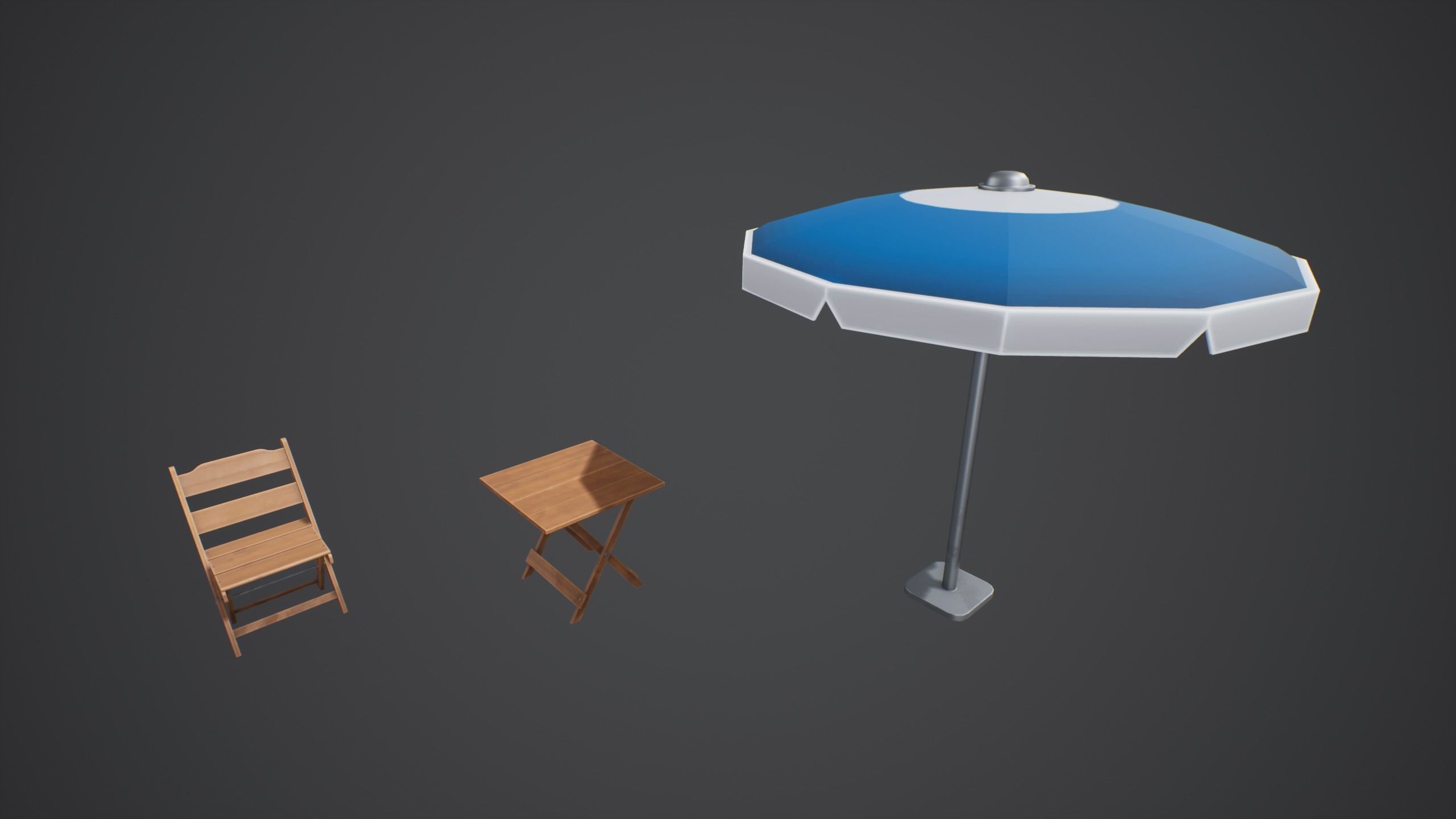 3D model Stylized Chair - Table and Umbrella VR / AR / low-poly | CGTrader
