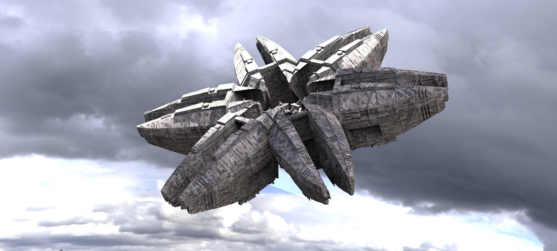 Sci-Fi dark Platforms Floating 2 3D model | CGTrader